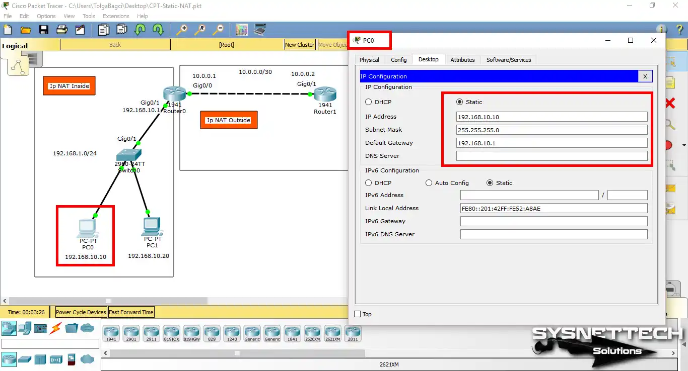 How To Configure Static Nat On Packet Tracer Basic Lab